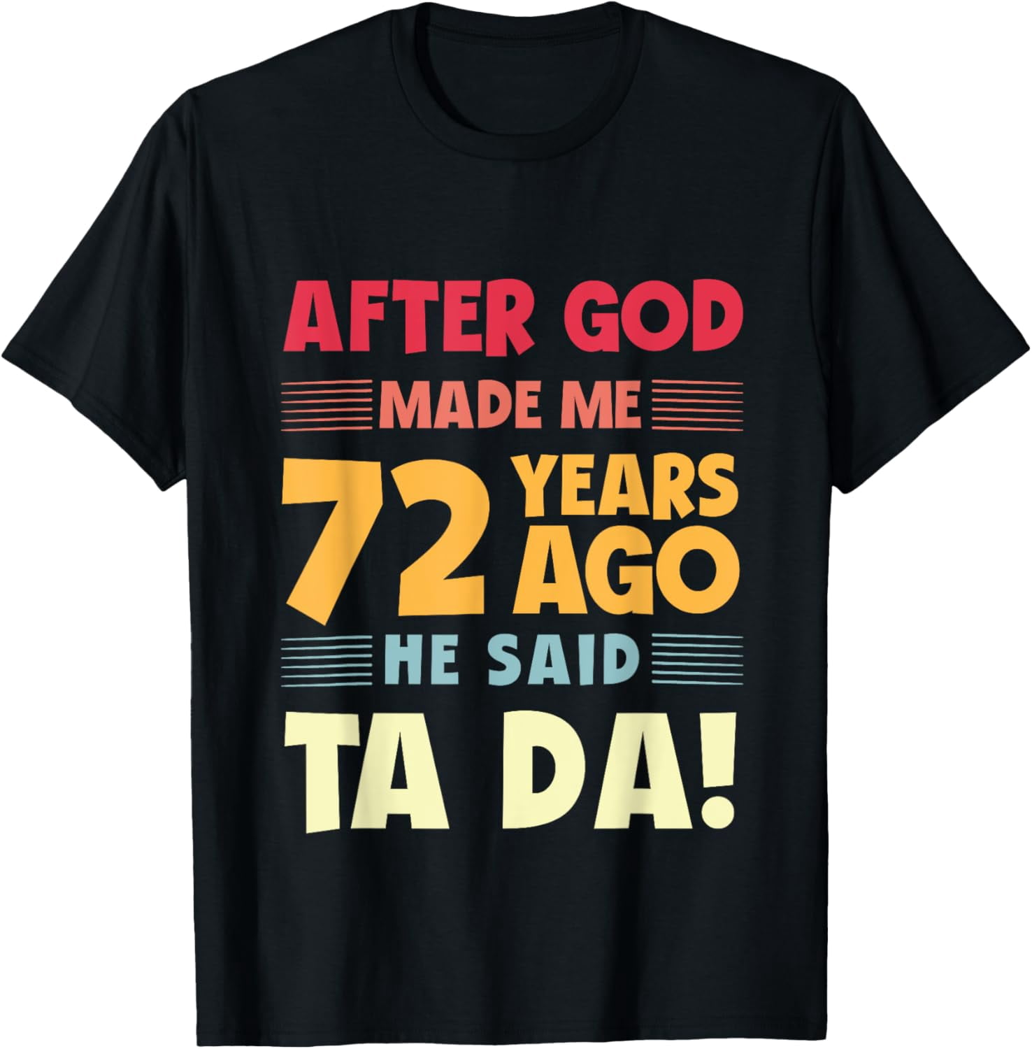 Funny 72nd Birthday After God Made Me Ta Da 72 Years Old T-Shirt ...