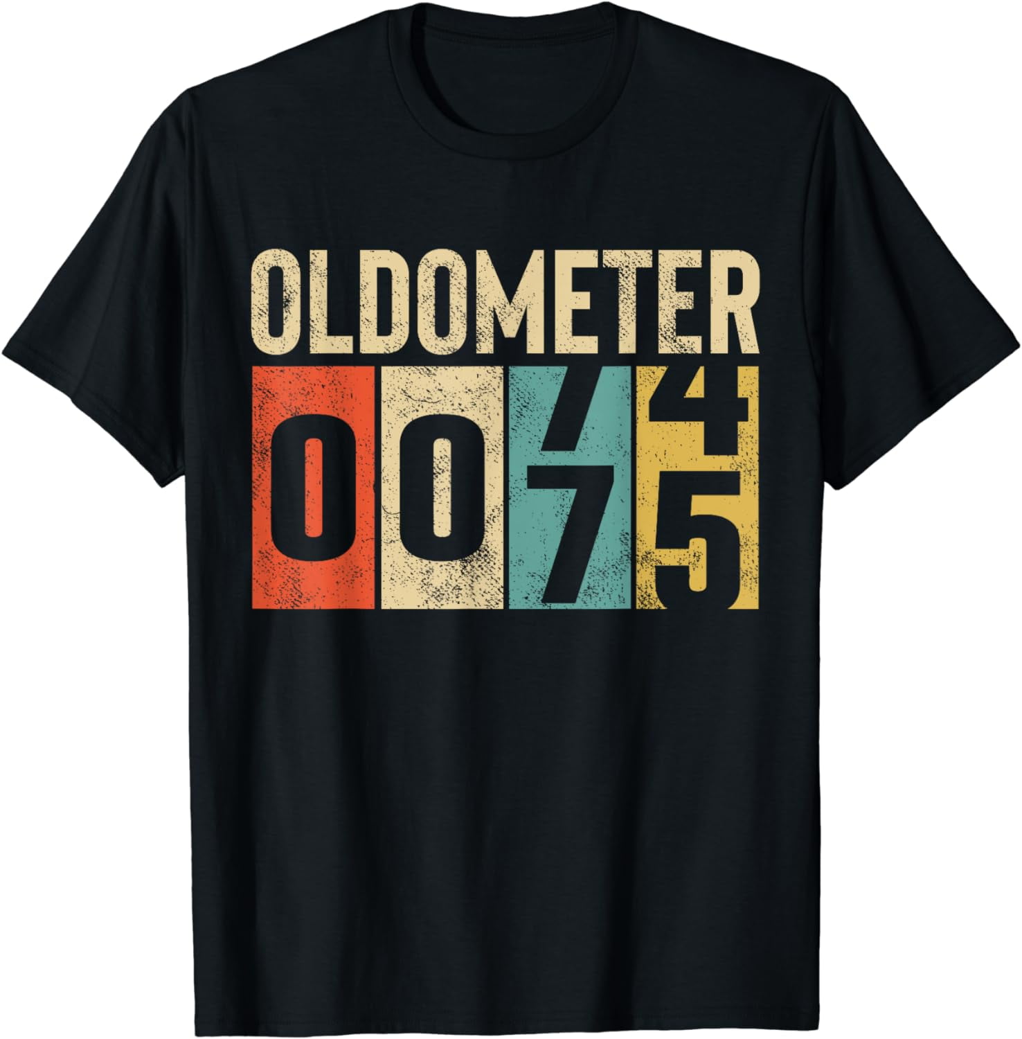 Funny 75 Years Old Oldometer Vintage 75th Birthday Odometer T-Shirt ...