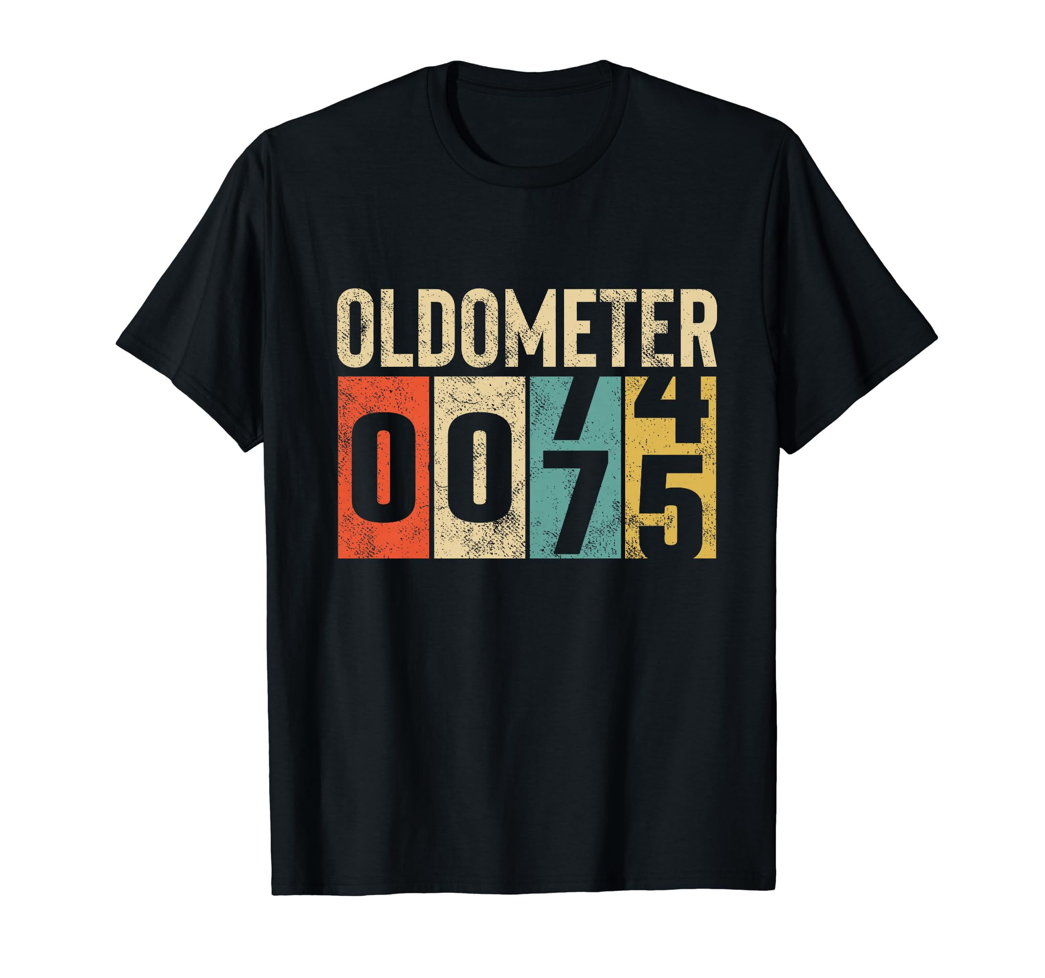 Funny 75 Years Old Oldometer Vintage 75th Birthday Odometer T-Shirt ...