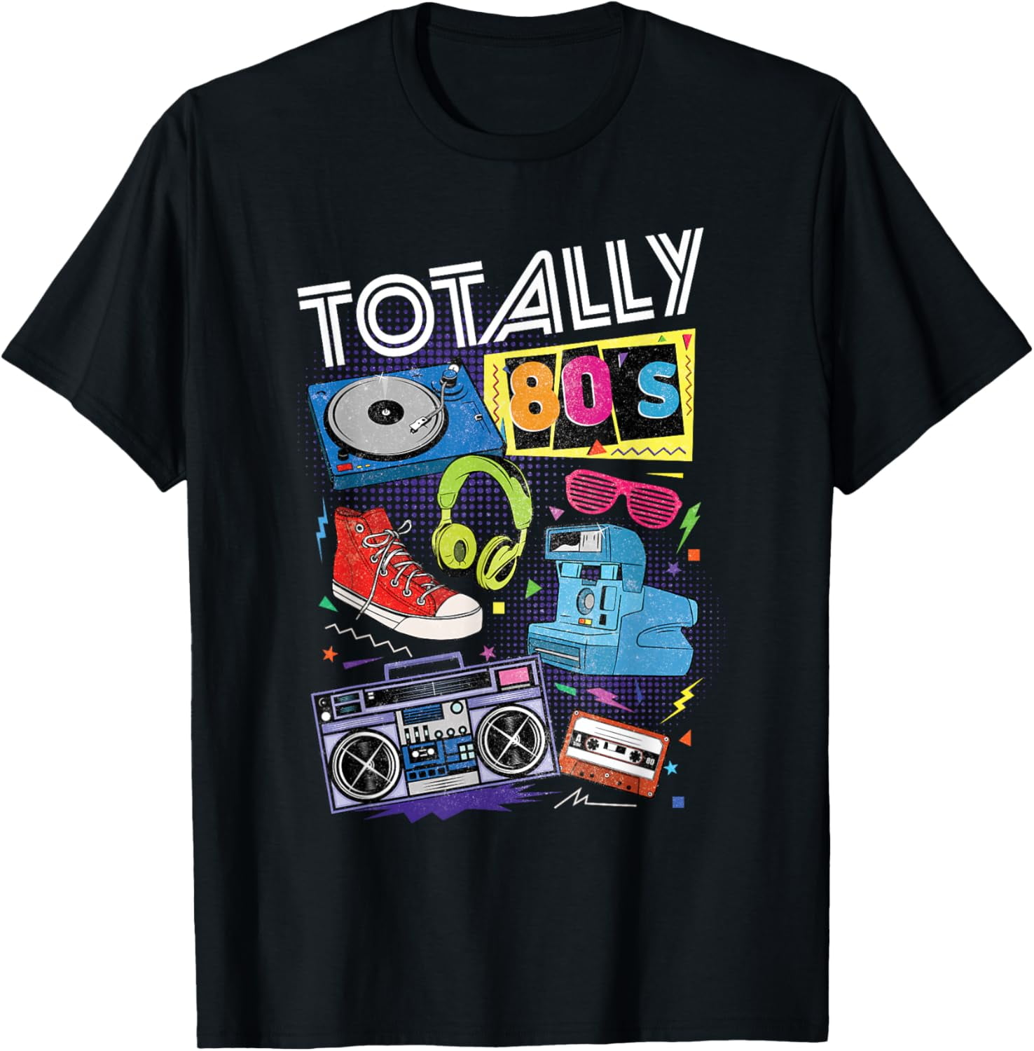 Funny 80s Retro 1980s Party Totally 80s Turntable Cassette T-Shirt men ...