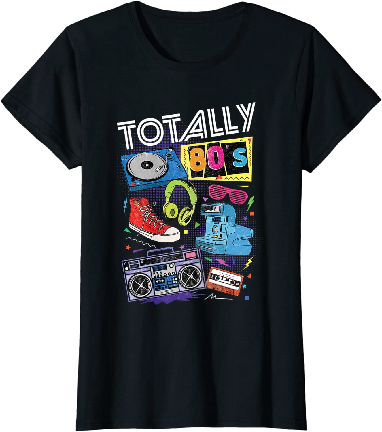 Funny 80s Retro Tee 1980s Party Gift Turntable Cassette T-Shirt ...