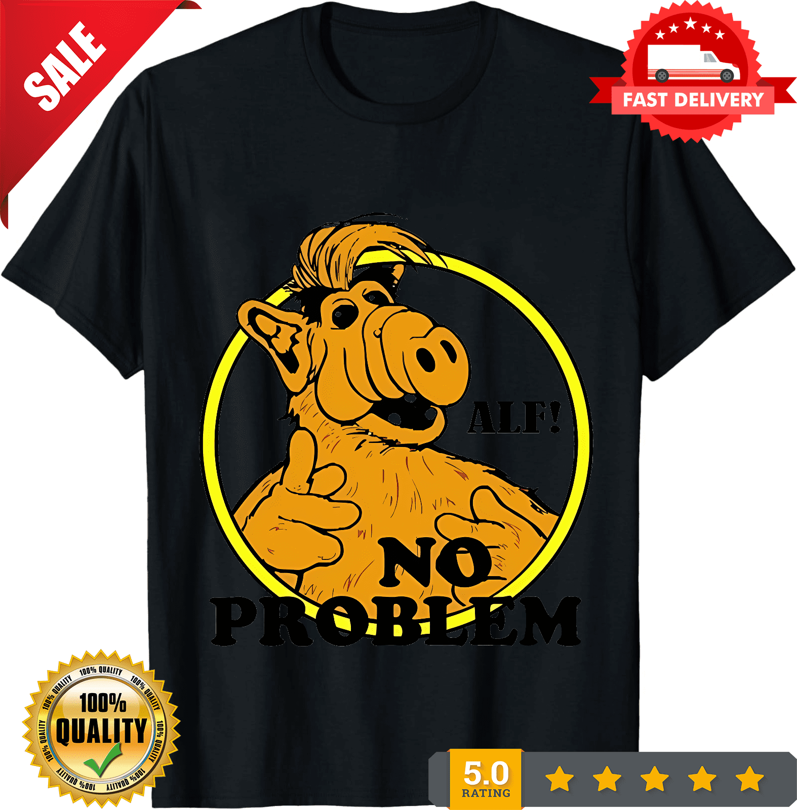 Funny 80s Tv Show ALF No Problem T-Shirt EF1027, LIMITED EDITION ...
