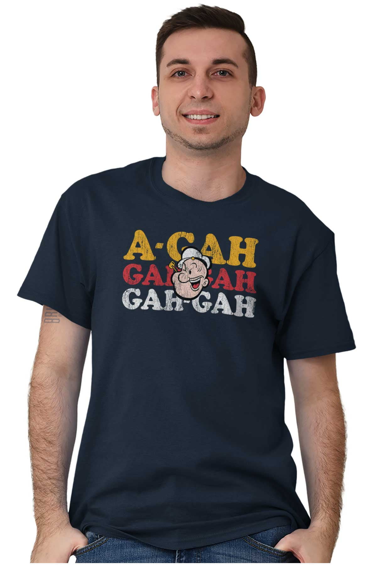 Funny A-Gah Popeye The Sailor Laugh Men's Graphic T Shirt Tees Brisco ...