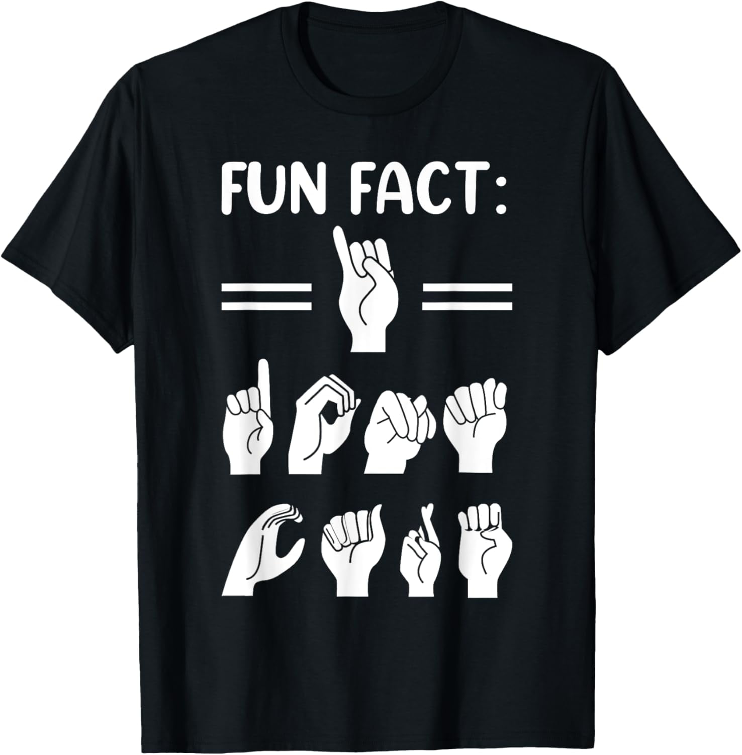 Funny ASL American Sign Language Fun Fact I Don't Care T-Shirt ...