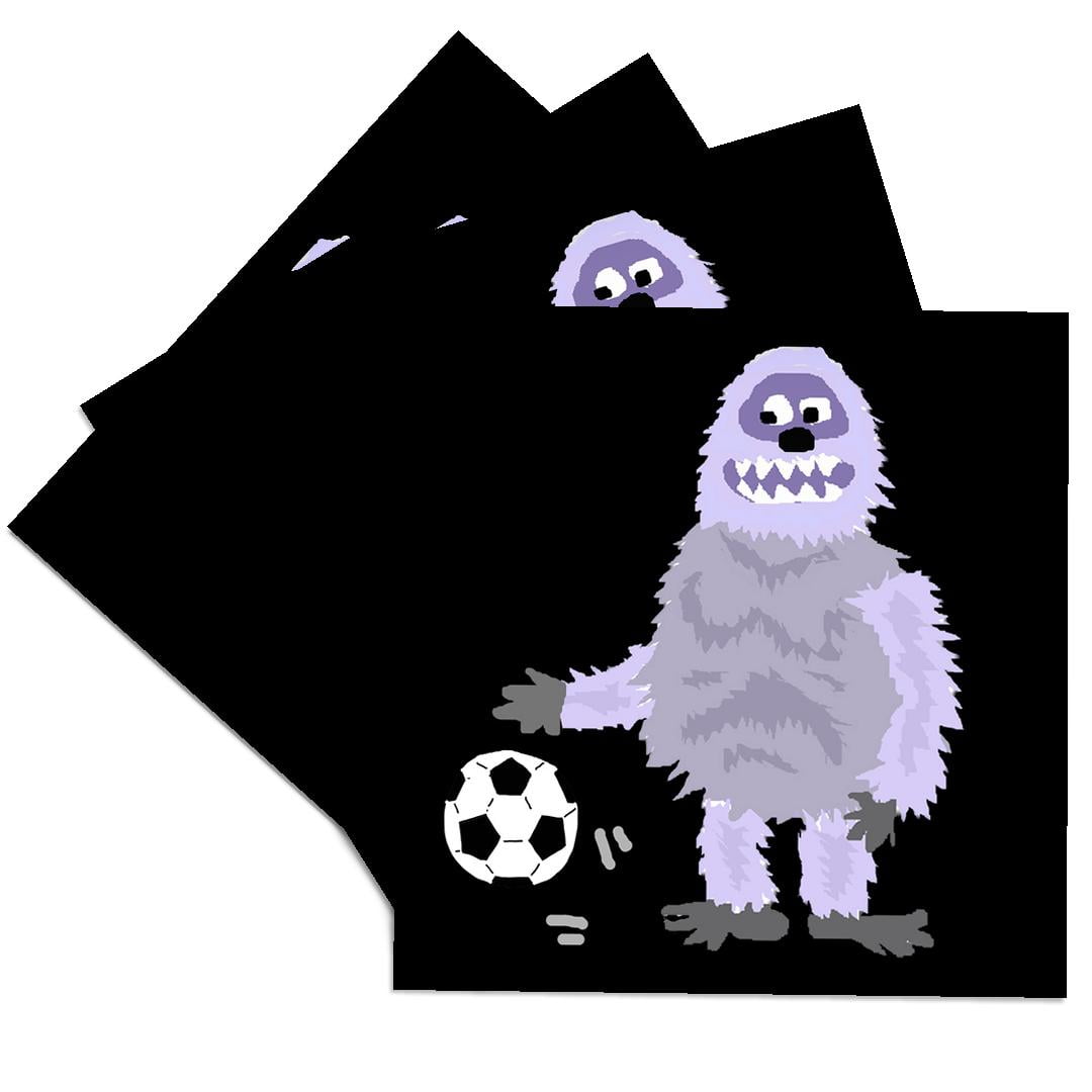 3drose, Funny Abominable Snowman Playing Soccer Sports Cartoon, Set of ...