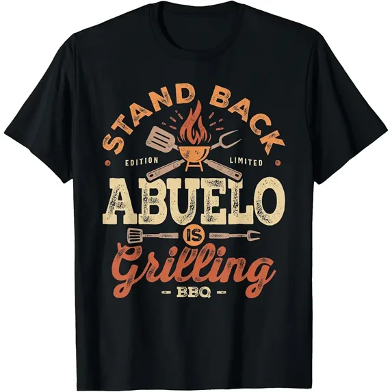 Funny Abuelo Grandfather Grilling BBQ Quote Men Short Sleeve Graphic T ...