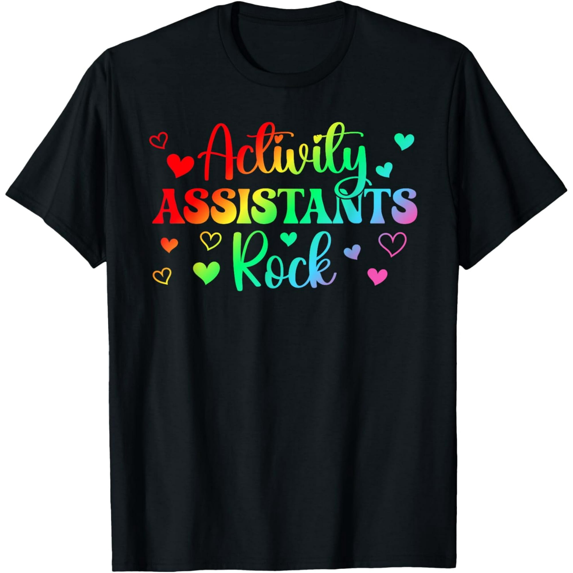 Funny Activity Assistants Rock Rainbow Hearts Graphic Unisex Short ...