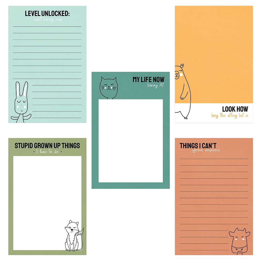 Funny Adulting Humor Sticky Note Assortment / 4" x 6" Repositionable ...