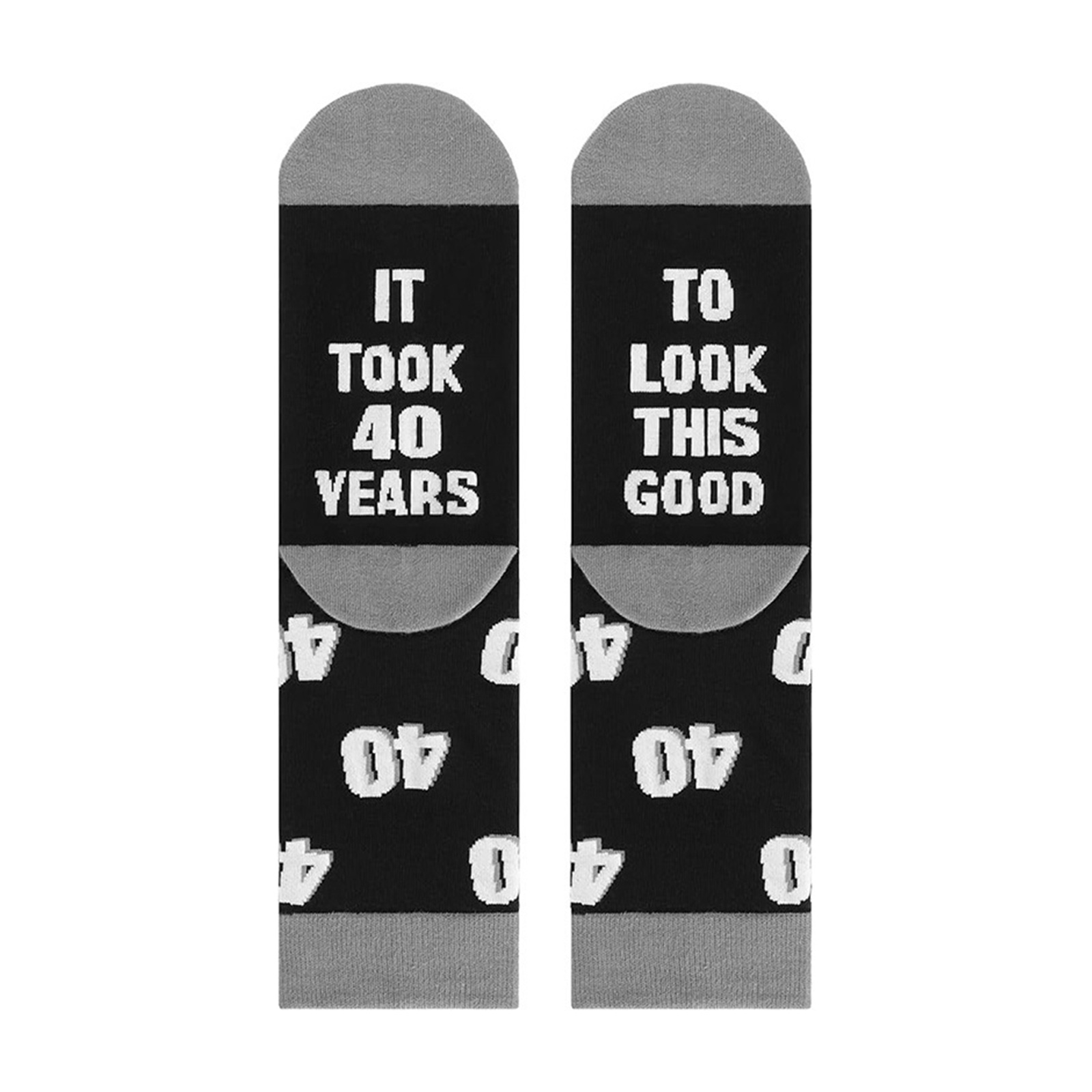 Funny Age Themed Black Calf Socks With Printed Numbers For Birthdays ...