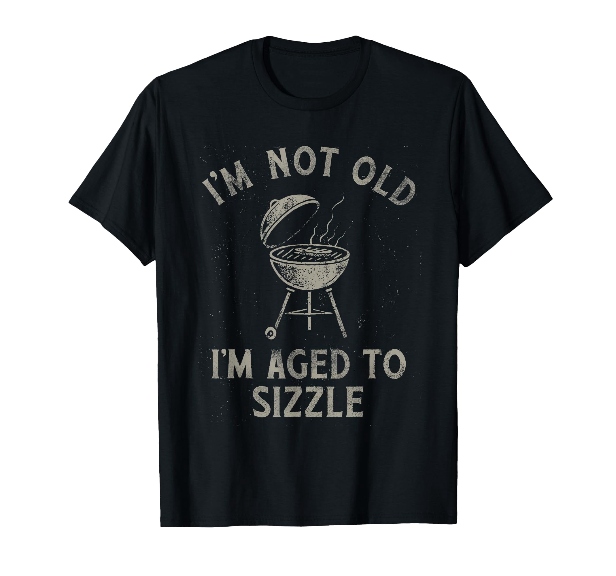 Funny Aged to Sizzle BBQ Grill Pun Design T-Shirt for Grill Lovers ...