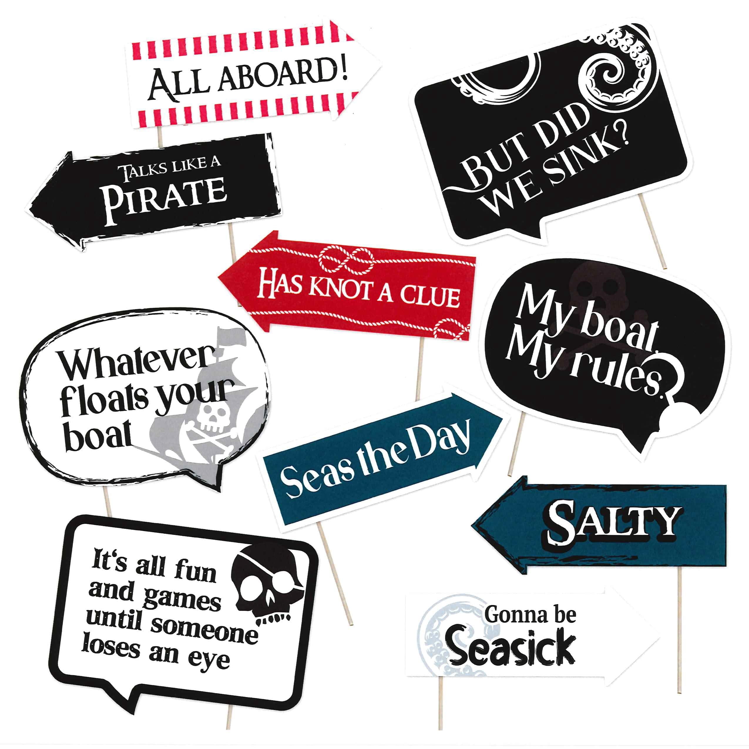 Funny Ahoy Nautical Photo Booth Props - Pirate Themed Decorations for ...