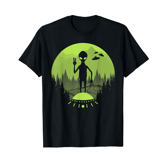 Funny Alien And Ufos Graphic Moon Extraterrestrial Aliens Cotton T ...
