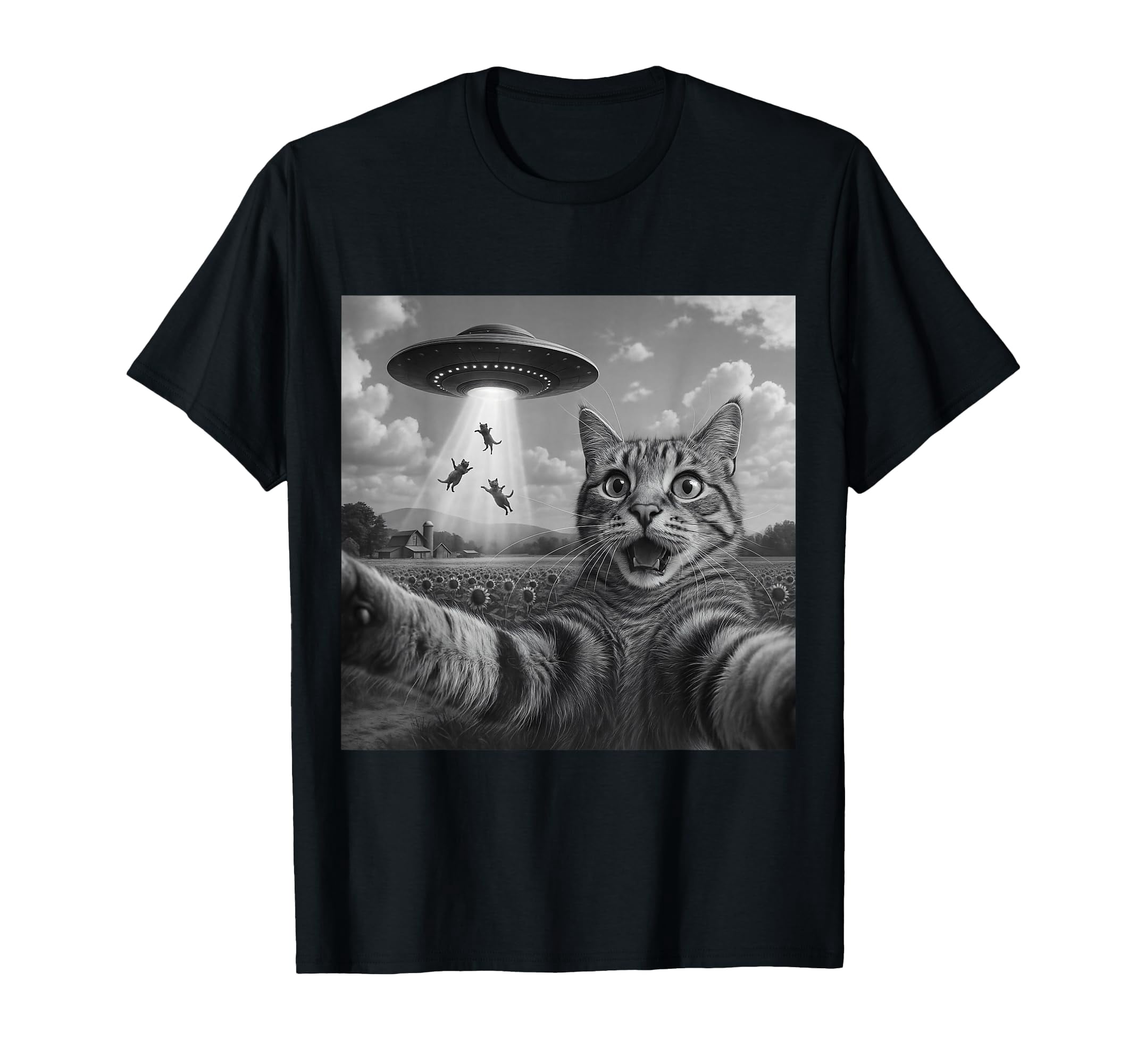 Funny Alien Cat Selfie Graphic T-Shirt for Unique UFO Lovers - Walmart.com