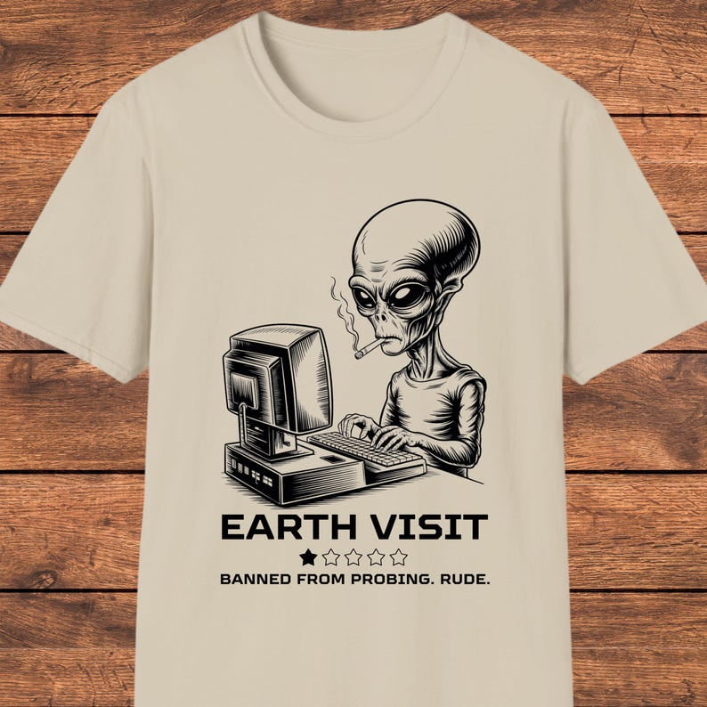 Funny Alien Earth Visit Shirt, One Star Review Space Shirt, Retro Sci ...