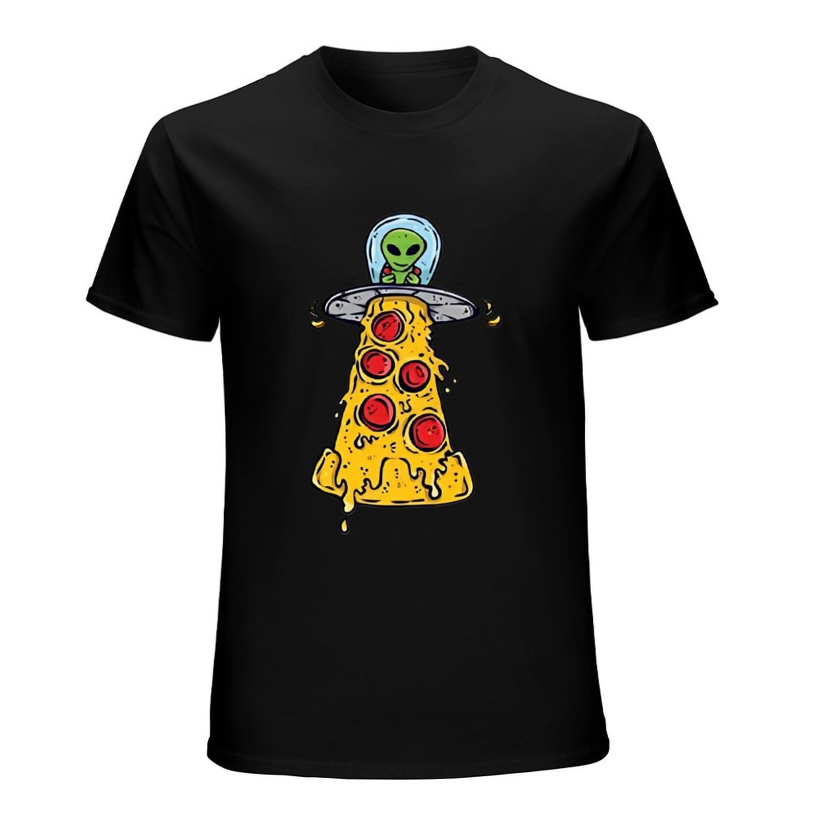 Funny Alien T-Shirt with Pizza Men's Humorous Tee - Walmart.com