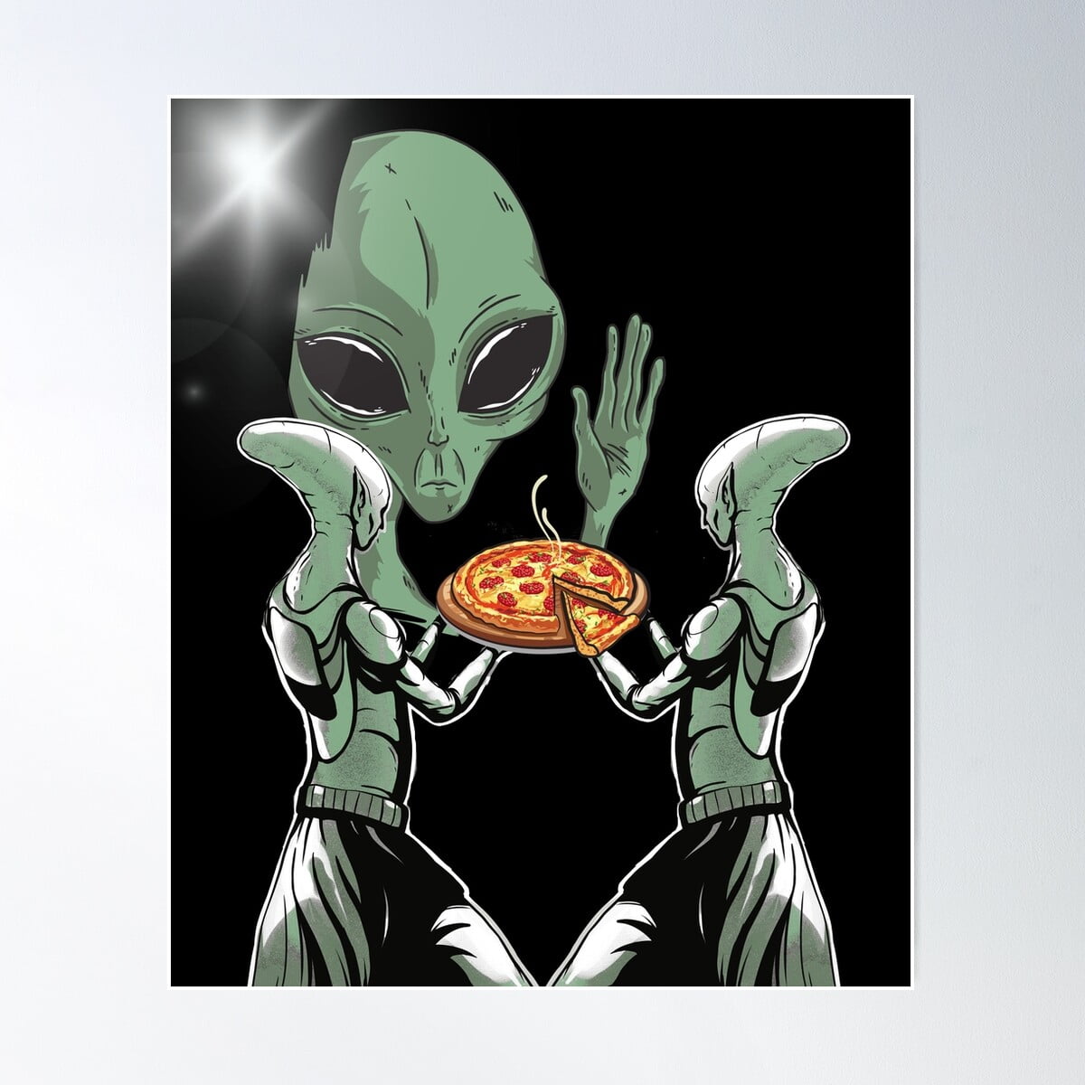 Funny Aliens Pizza Extraterrestrial Poster Wall Art, Modern Wall Decor ...