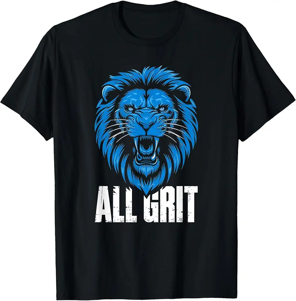 Funny All Grit Lion Lovers Retro Vintage Style Detroit T-Shirt ...