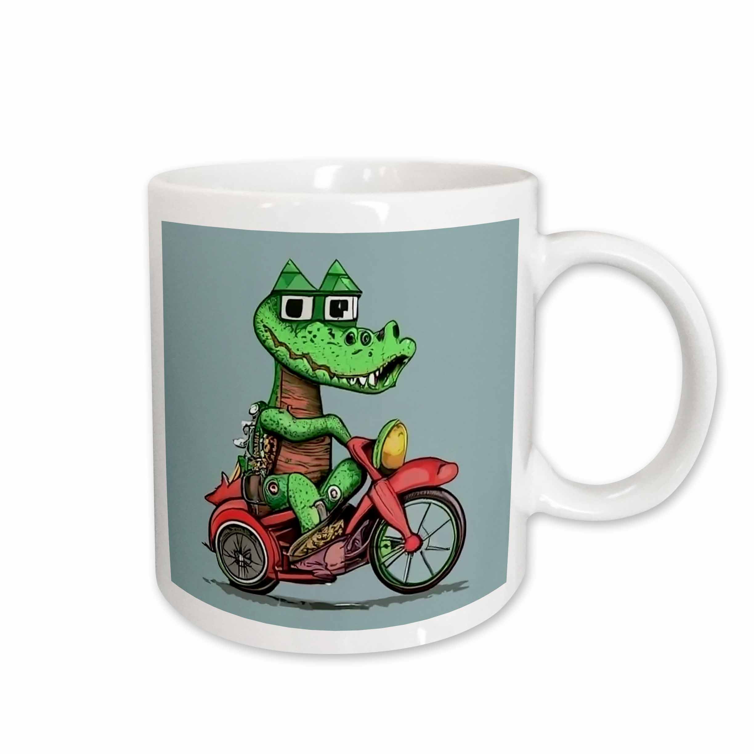 3drose, Funny Alligator Riding Motorcycle Biker Gator Steampunk, 11oz ...