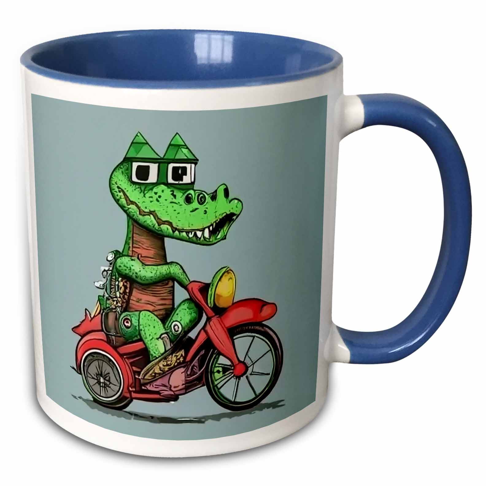 3drose, Funny Alligator Riding Motorcycle Biker Gator Steampunk, 11oz ...