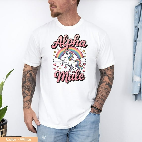 Funny Alpha Male Unicorn T-S1Hirt RainB1Ow Graphic T1EE - Walmart.com