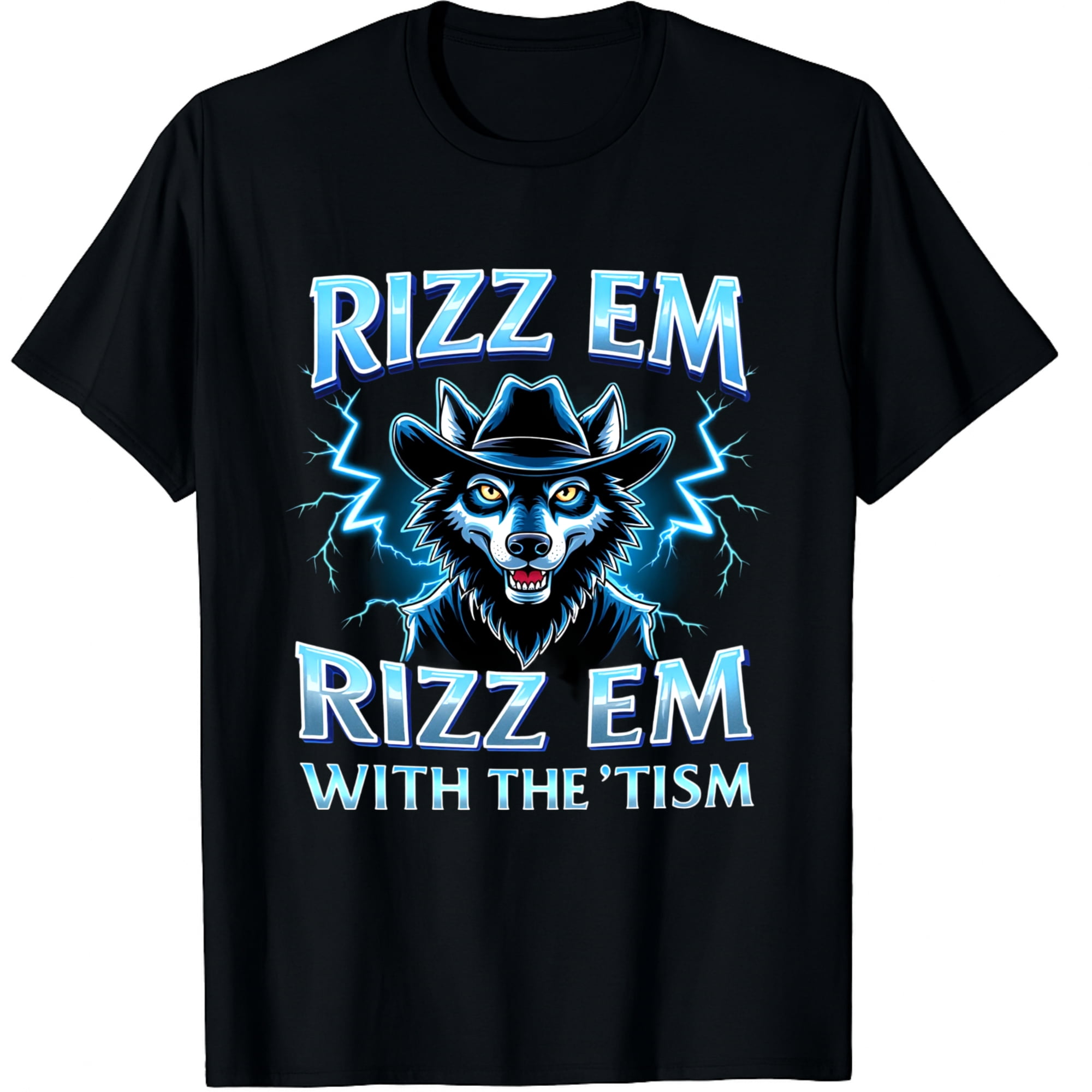 Funny Alpha Wolf Rizz'em with The Tism 90s Unhinged Werewolf Graphic ...