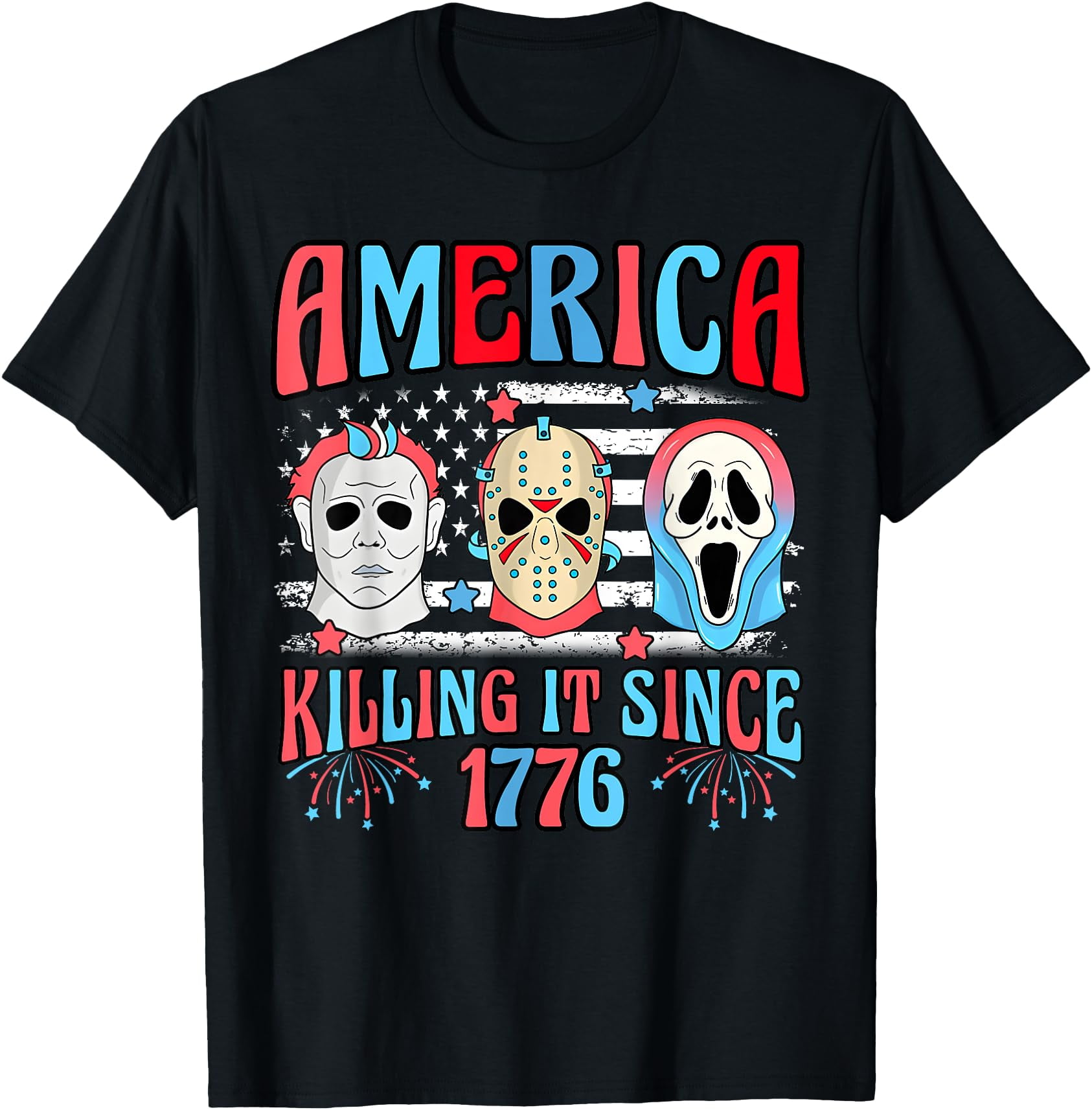 Funny America Killing IT Since 1776 Horror 4th Of July USA T-Shirt ...