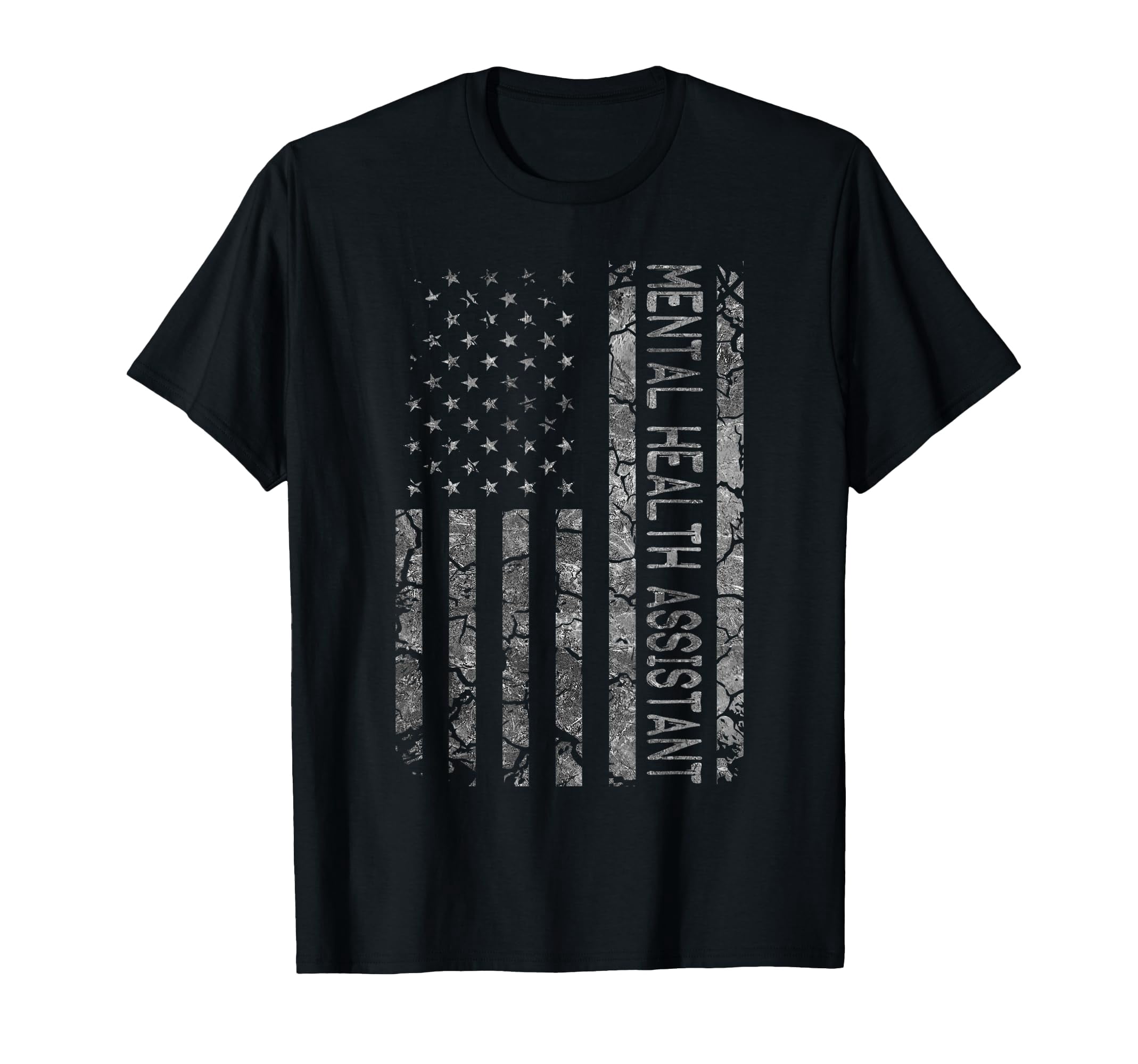 Funny American Flag Mental Health Assistant T-Shirt for Supportive ...