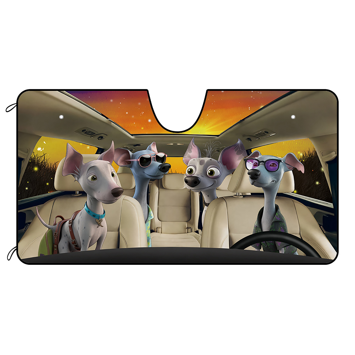 Funny American Staffordshire Terrier Dog Family Windshield Sun Shade ...