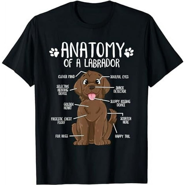 Funny Anatomy Labrador Retriever Chocolate Lab Dog Owner T-Shirt ...