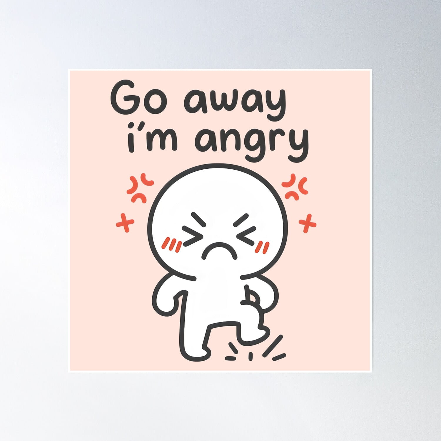 Funny Angry Cartoon Character Saying "Go Away I'M Angry" – Kawaii Mood ...