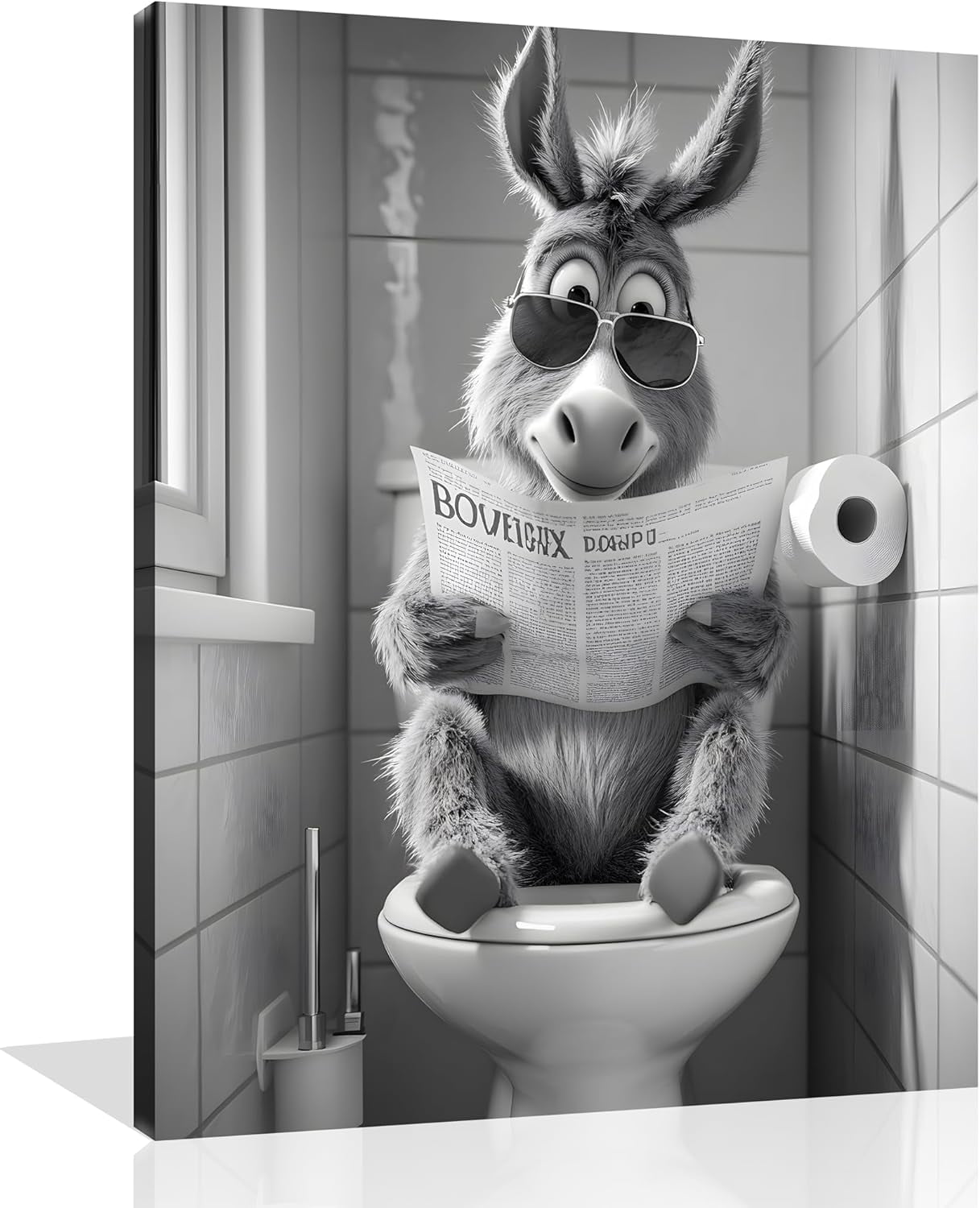 AatoeaX Funny Animal Bathroom Canvas Wall Art Black and White Animal ...