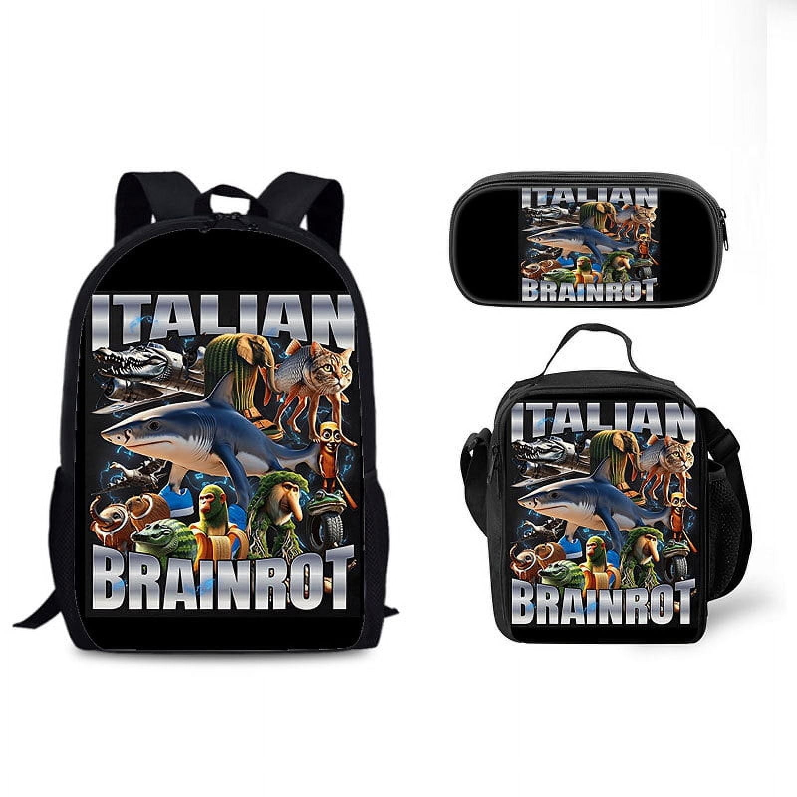Funny Animal Italian Brainrot Backpack Al Italian Brainrot Shark ...
