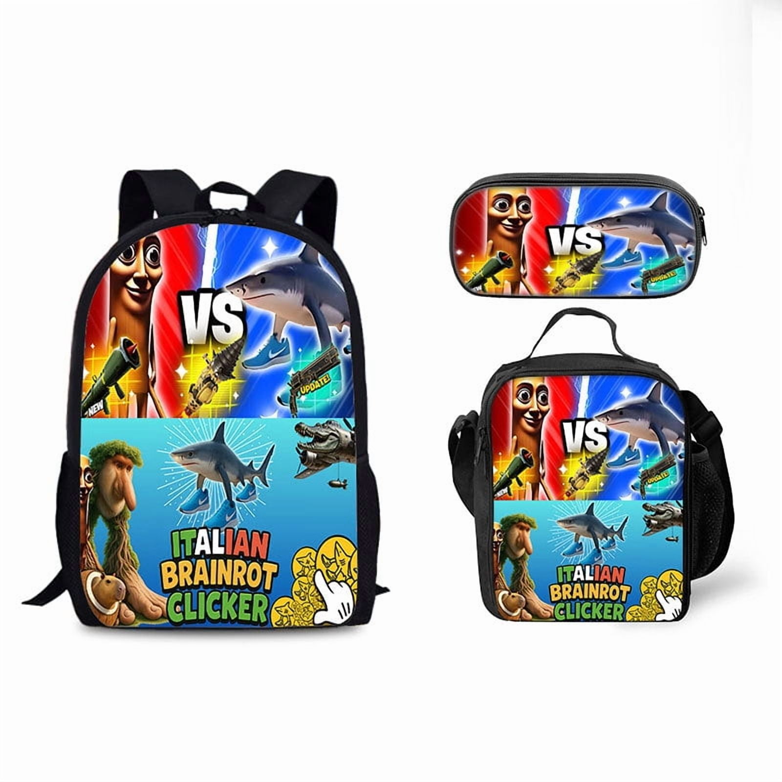 Funny Animal Italian Brainrot Backpack Al Italian Brainrot Shark ...