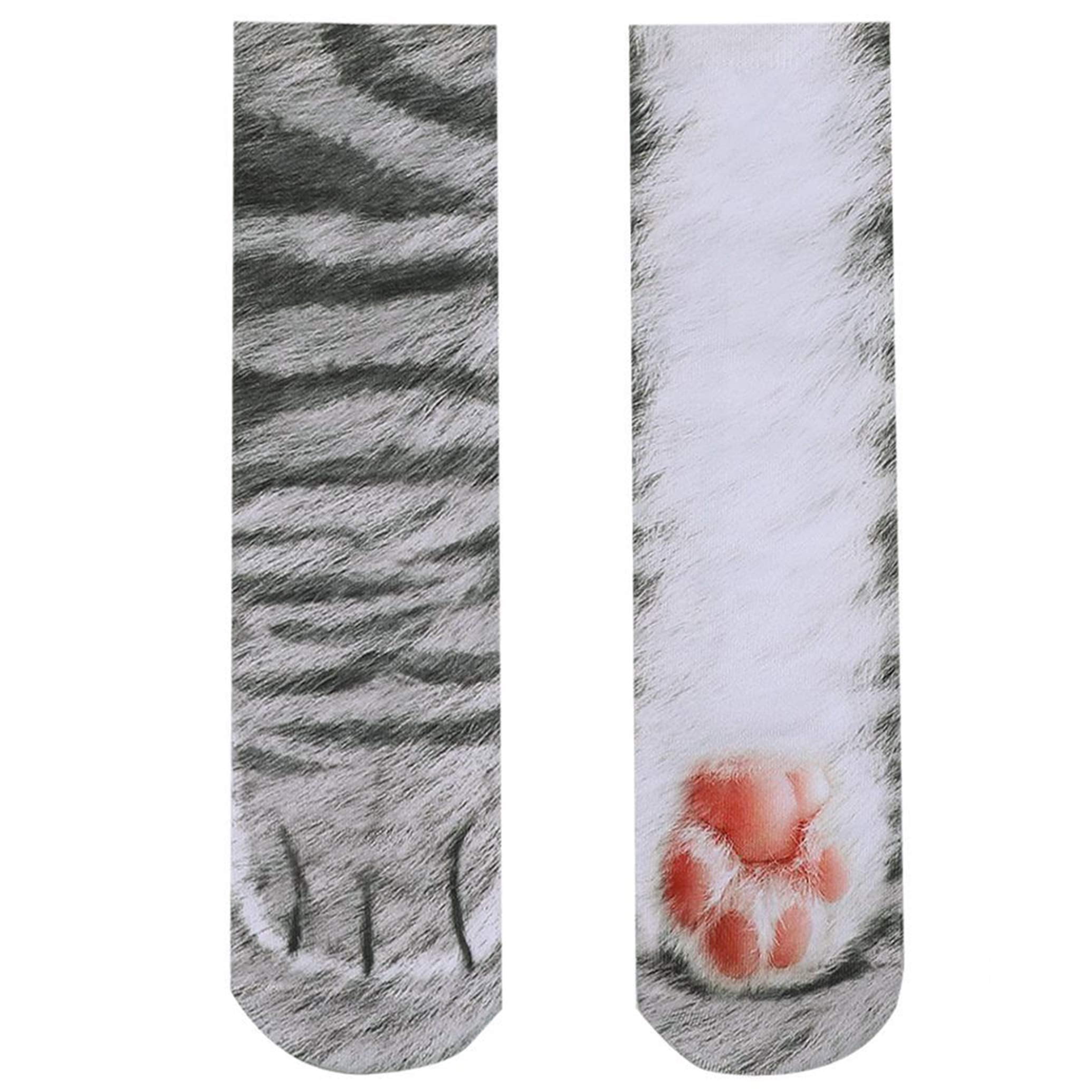 Funny Animal Paw Socks Gag Gifts for White Elephant Gift Exchange Gray ...