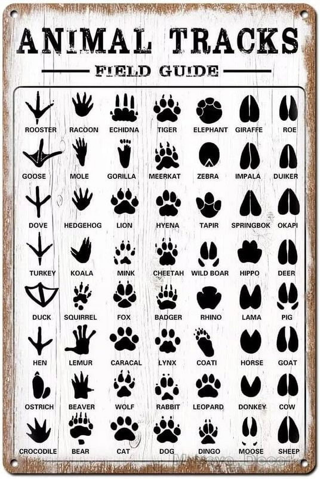Funny Animal Tracks Field Guide Metal Tin Sign Farmhouse Home Rustic ...