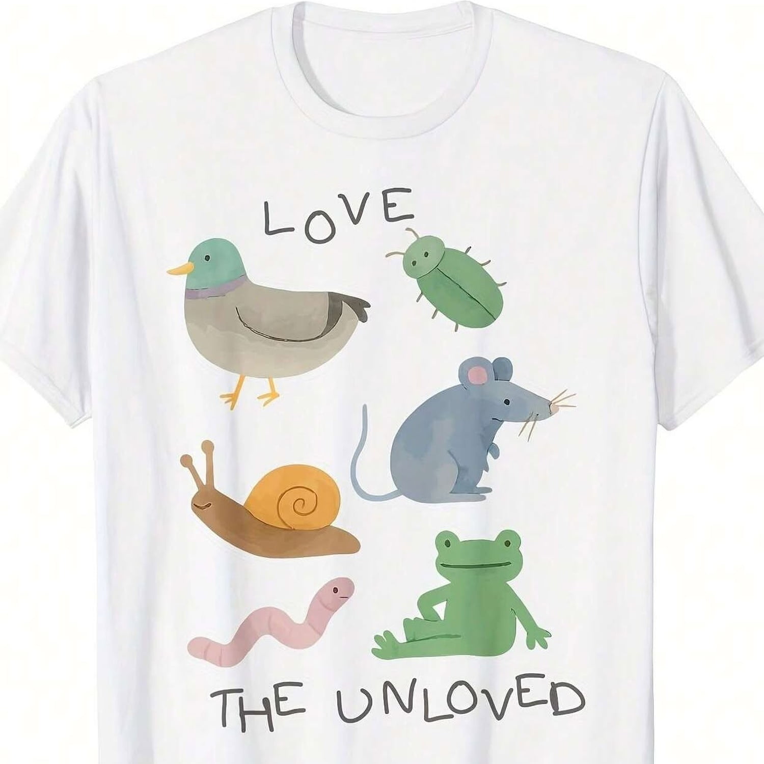 Funny Animal With Pigeon Rat Frog Worm Snail Beetle Cute T-Shirt ...