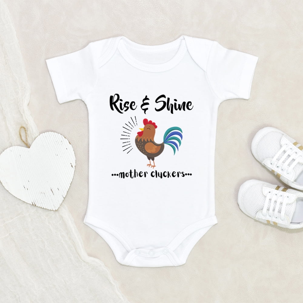 Funny Animals Baby Clothes - Rises and Shines Mom Cluckers Clothes ...