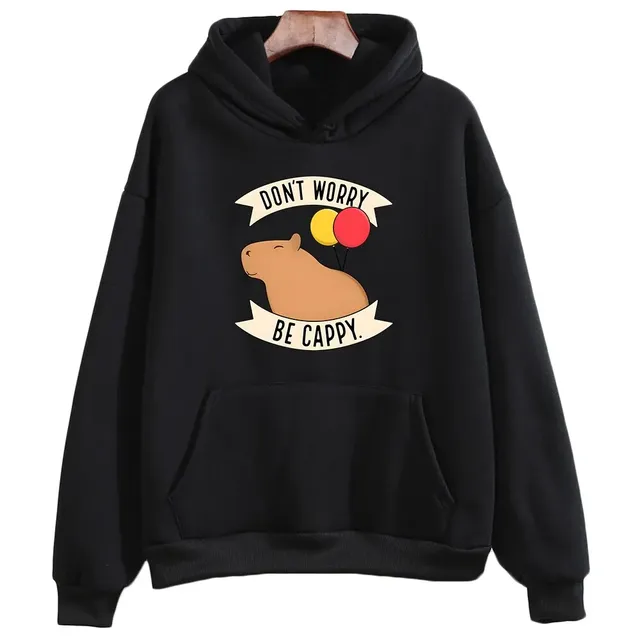 Funny Animals Capybara Hoodie Don‘t Worry Cappy Letter Sweatshirt Girls ...