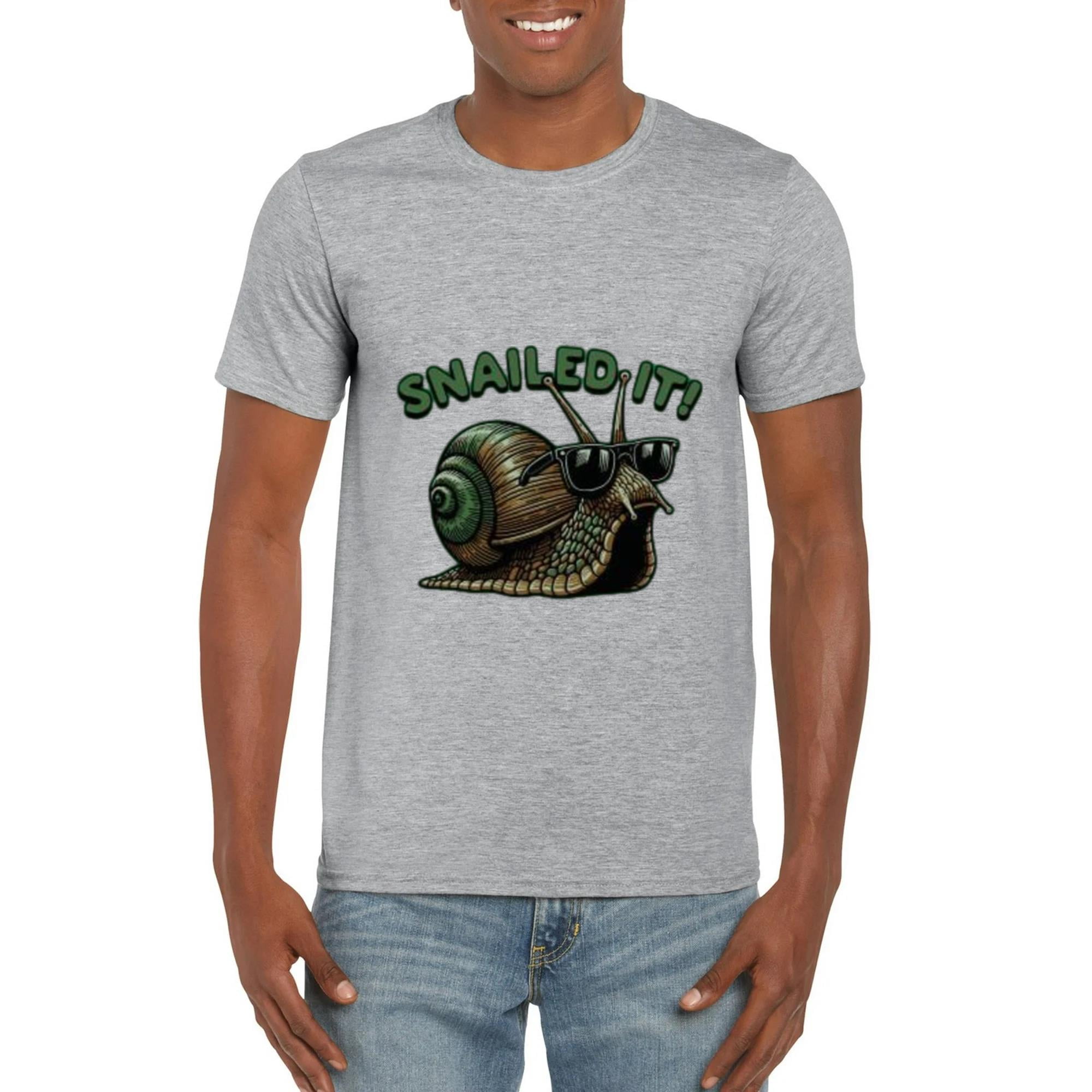 Funny Animals Meme Snailed It Snail Pun Slow Cute Humor T-Shirt, for ...