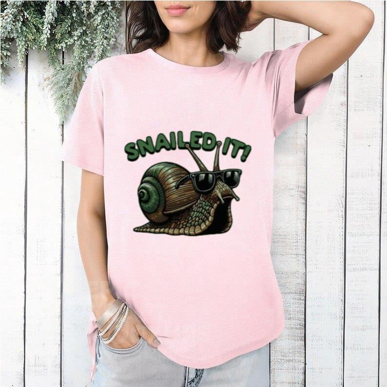 Funny Animals Meme Snailed It Snail Pun Slow Cute Humor T-Shirt, for ...
