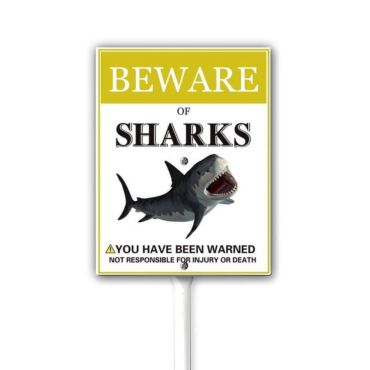 Funny Animals Yard Sign 4.6X6 Inches Beware of Sharks Warning Sign for ...