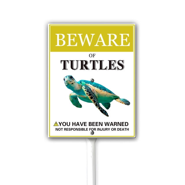 Funny Animals Yard Sign 7X8.8 Inches Beware of Turtles Warning Sign for ...