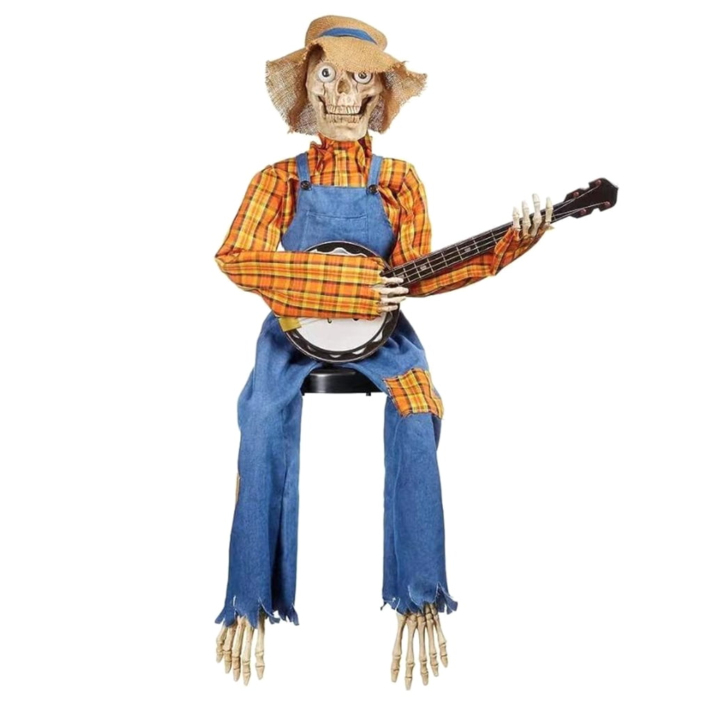 Funny Animated Banjo Skeleton, Cowboy Skull Statue, Animated Movement ...