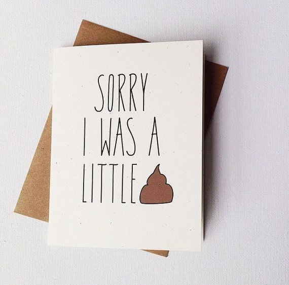 Funny Apology Card – "Sorry I Was a Little..." Design with Poop Emoji ...