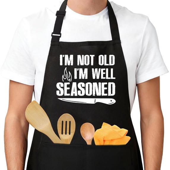 Funny Aprons for Woman Men, Cotton Aprons with Pockets for Grilling ...