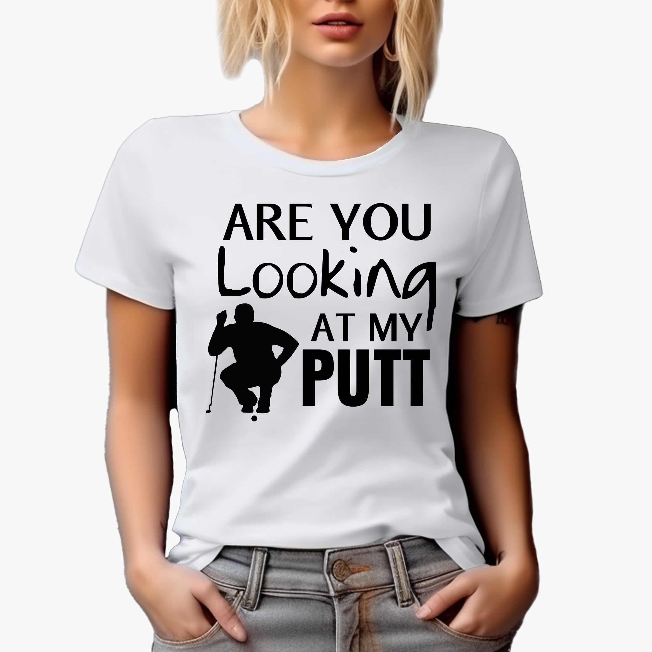 Funny Are You Looking at My Putt Pun Quote with a Sitting Golf Player ...