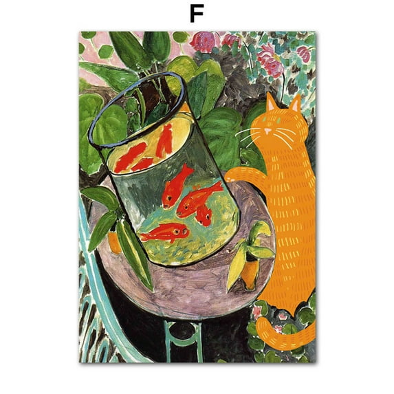 Funny Art Matisse Monet Black Cat Van Gogh Sunflowers Canvas Painting ...