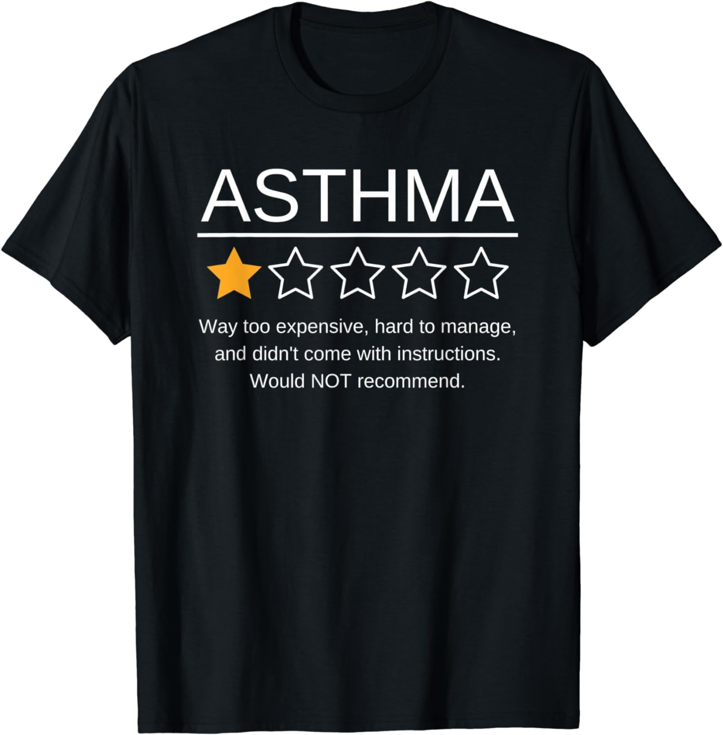 Funny Asthma Awareness One Star Rating Inhaler Wheezy Breath T-Shirt ...