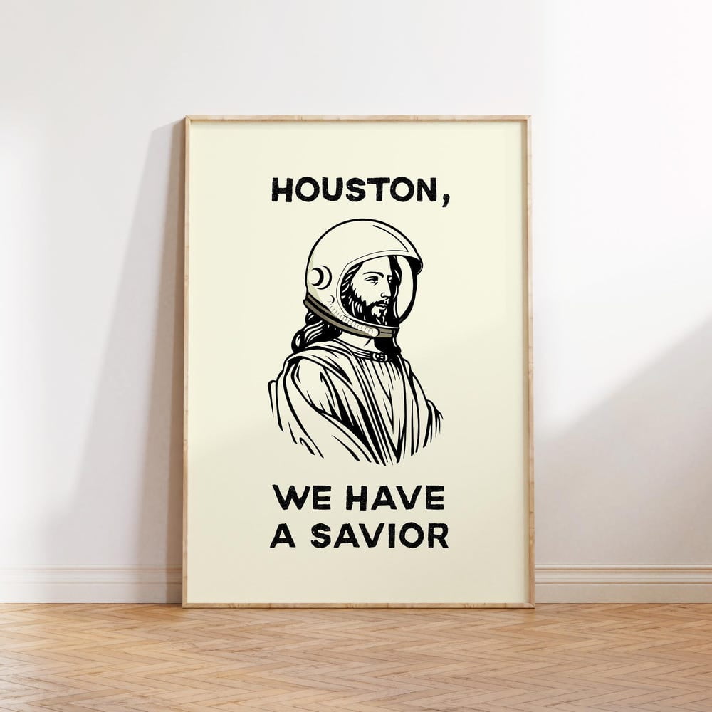 Funny Astronaut Jesus Print: Retro Christian Outer Space Decor UNFRAMED ...