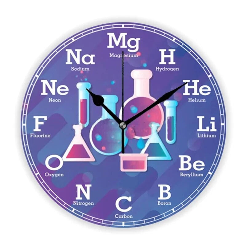 Funny Atomic Science Chemistry Wall Clock Geek Large Chemical Symbols ...